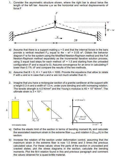 Solved 1. Consider the asymmetric structure shown, where the | Chegg.com