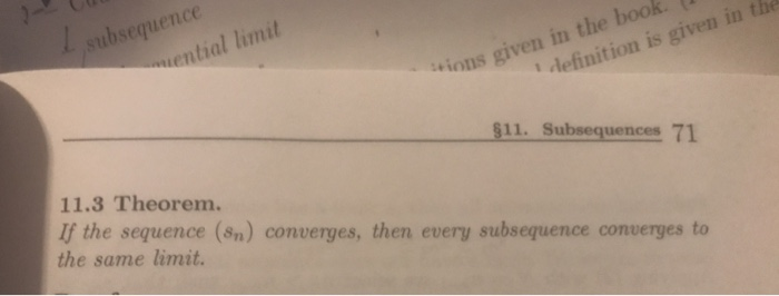 Solved subsequence ential limit sions given in the book.( I | Chegg.com