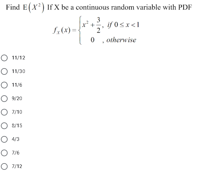 Solved Find E(X2) If X be a continuous random variable with | Chegg.com
