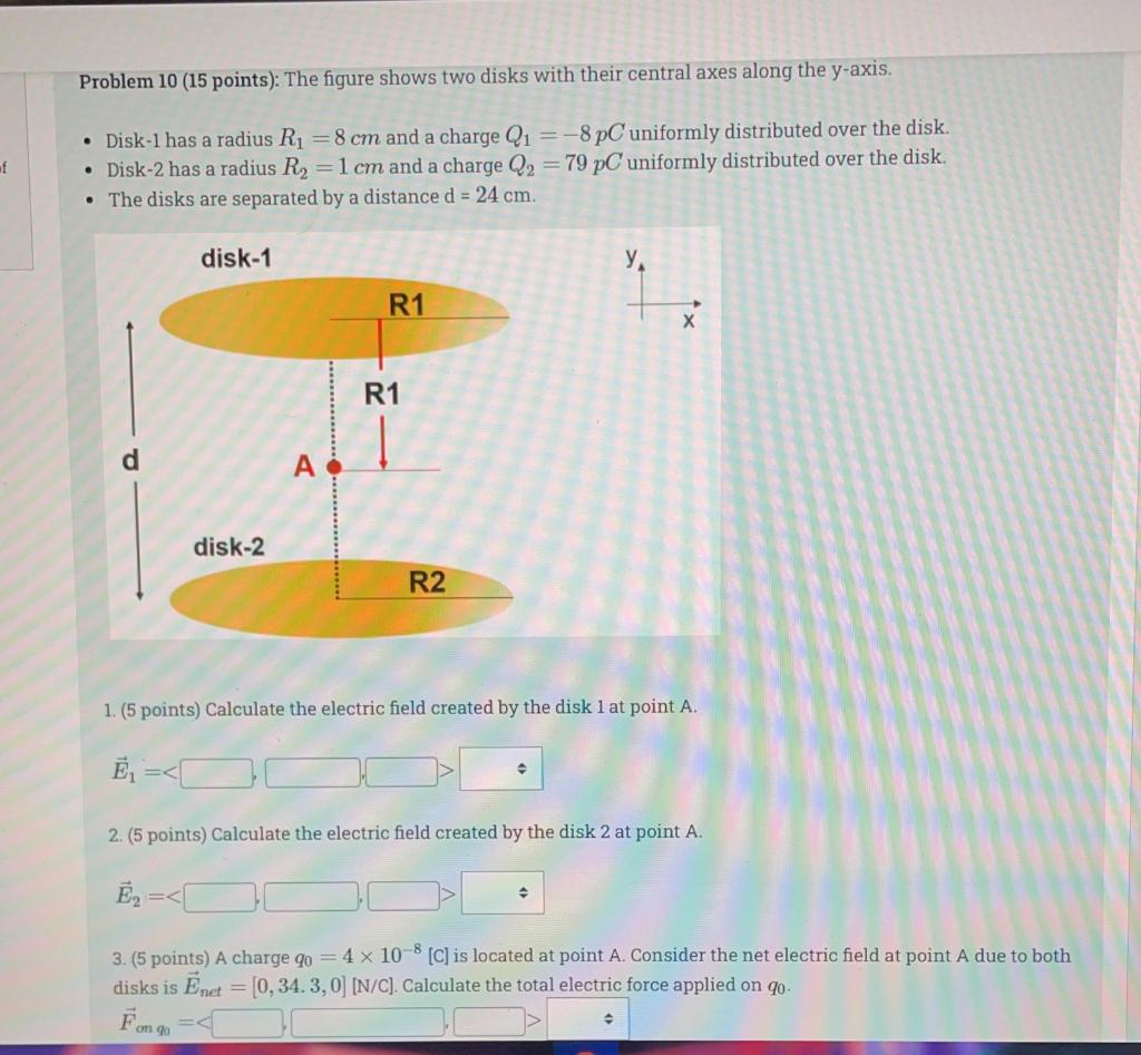 Solved Problem 10 (15 points): The figure shows two disks | Chegg.com
