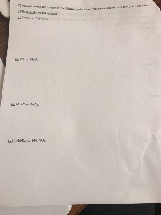 Solved 1) Determine whether aqueous solutions of each of | Chegg.com