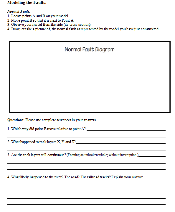 Solved Modeling the Faults: Normal Fault 1. Locate points A | Chegg.com
