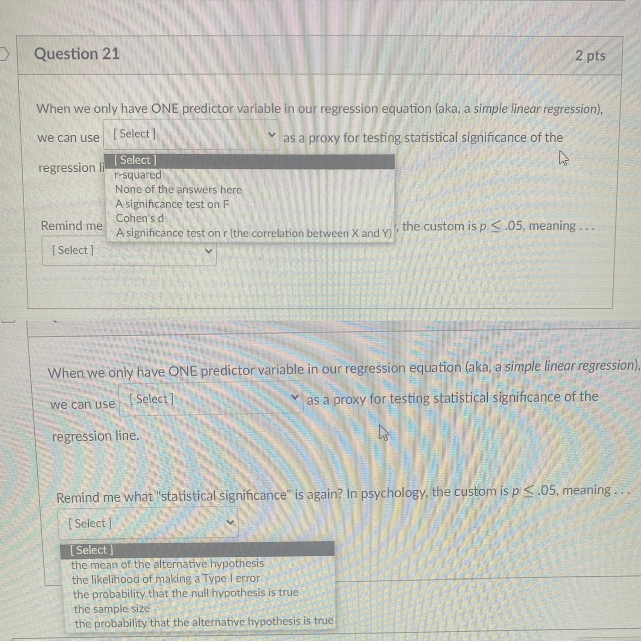 Solved When we only have ONE predictor variable in our | Chegg.com
