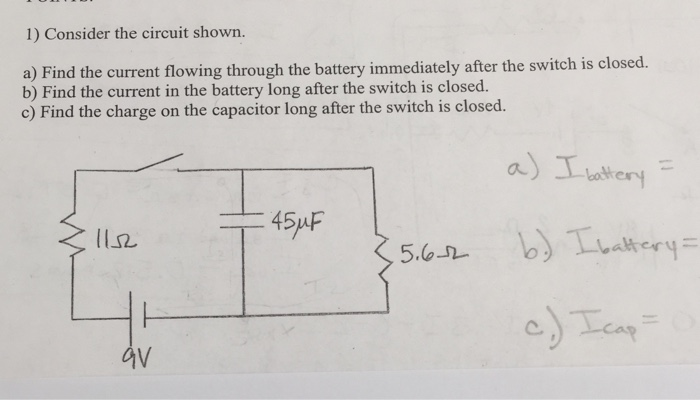 Solved 1) Consider the circuit shown. a) Find the current | Chegg.com