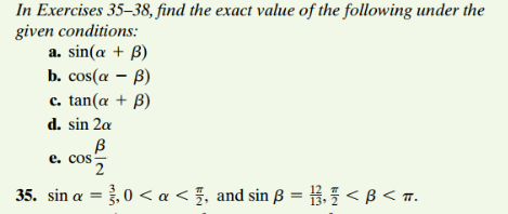 Solved In Exercises 35-38, find the exact value of the | Chegg.com