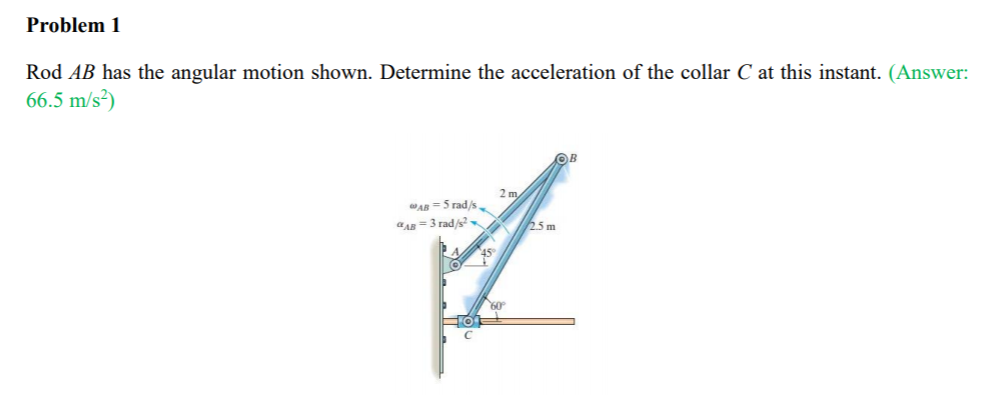Solved Problem 1 Rod AB has the angular motion shown. | Chegg.com