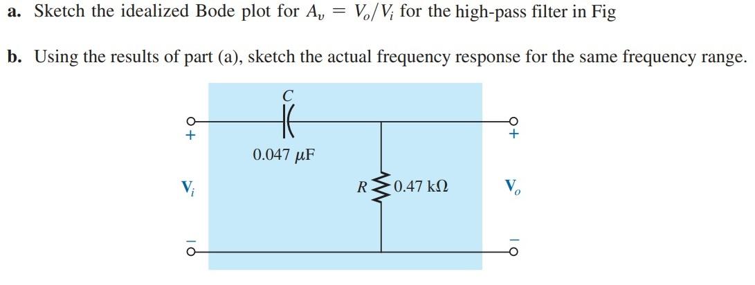 Solved a. Sketch the idealized Bode plot for A, V./V; for | Chegg.com