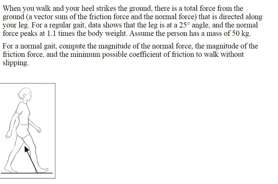 Solved When you walk and your heel strikes the ground, there | Chegg.com