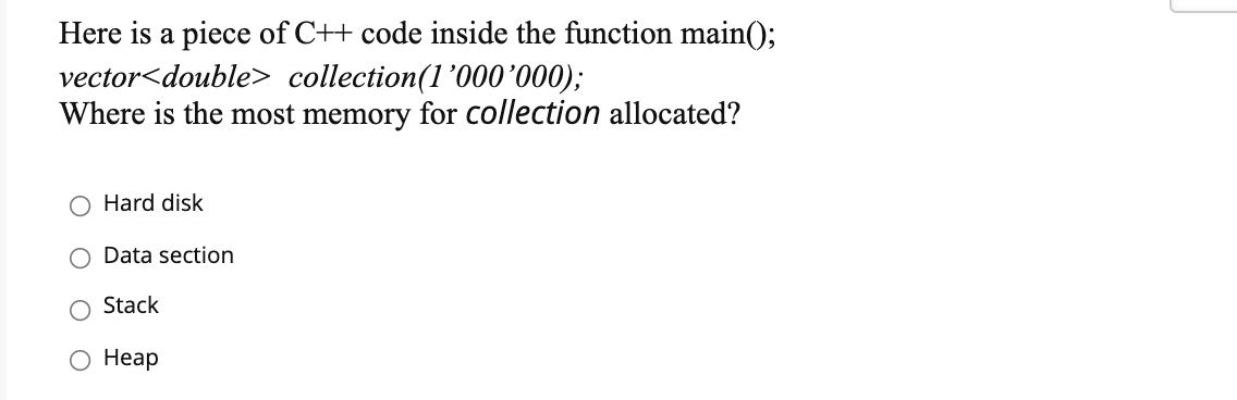 Solved Here is a piece of C++ code inside the function | Chegg.com