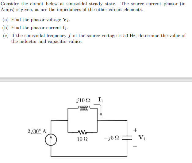 Solved Consider the circuit below at sinusoidal steady | Chegg.com