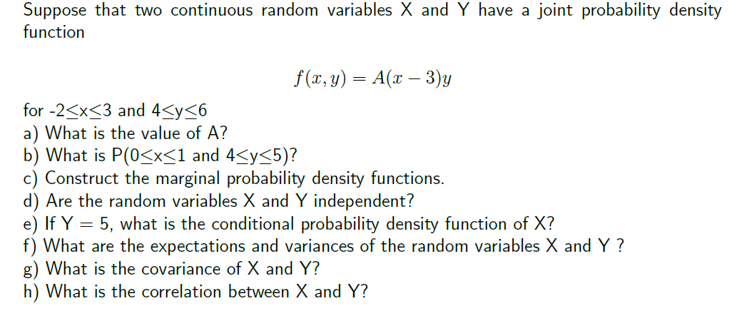 Solved Suppose that two continuous random variables X and Y | Chegg.com