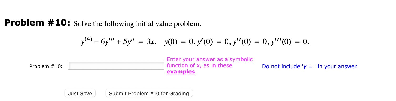 Solved Problem #10: Solve the following initial value | Chegg.com