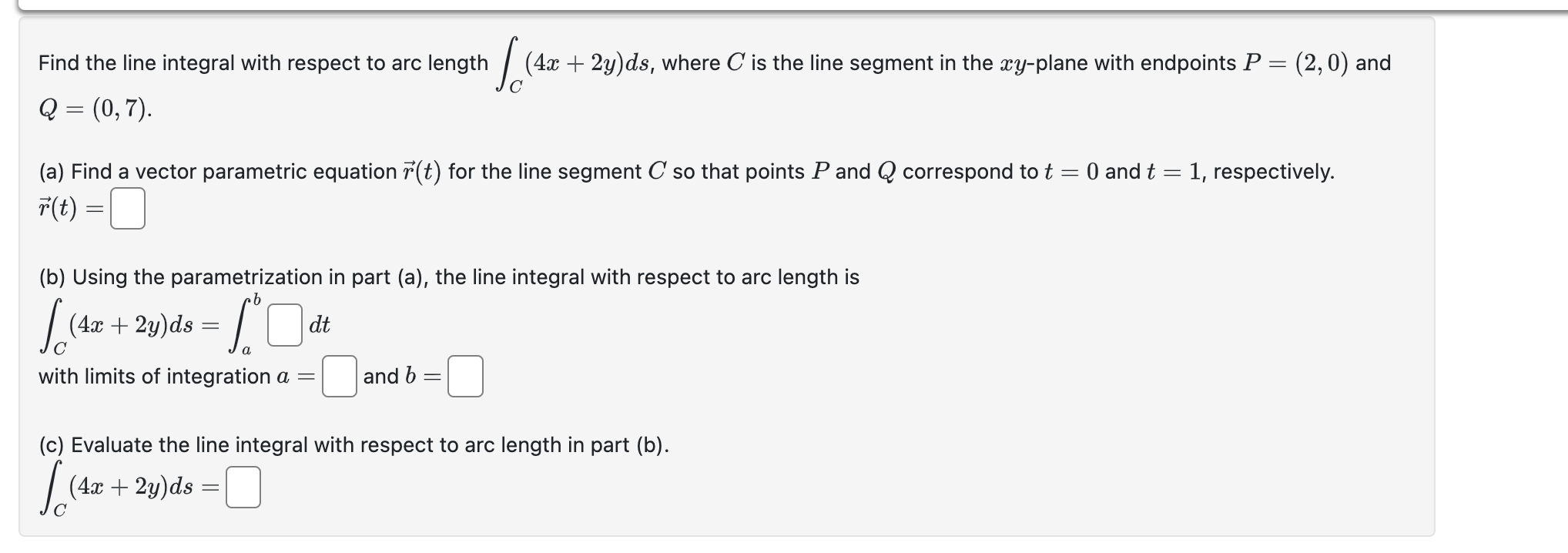 Solved Find the line integral with respect to arc length | Chegg.com