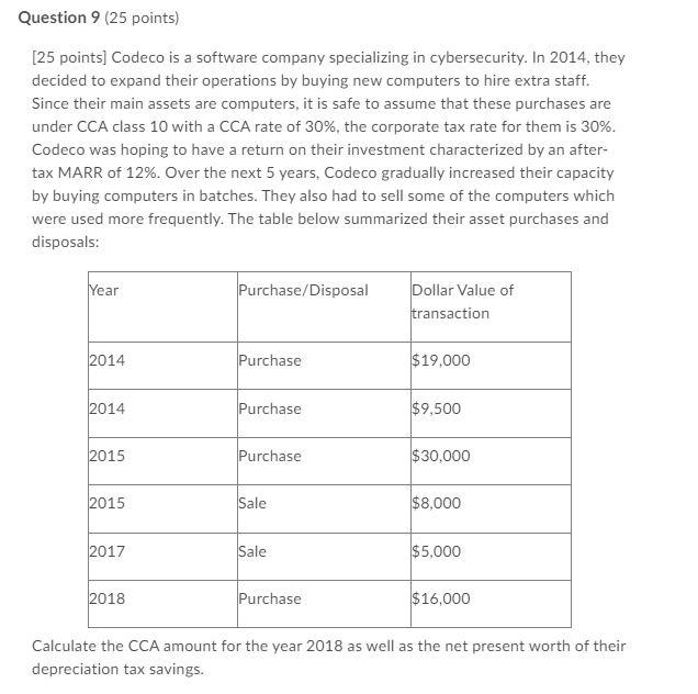 Solved Question 9 (25 points) [25 points] Codeco is a | Chegg.com