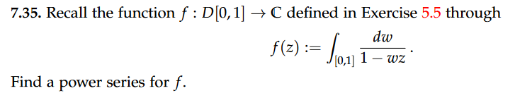 Solved 7.35. Recall the function f:D[0,1]→C defined in | Chegg.com