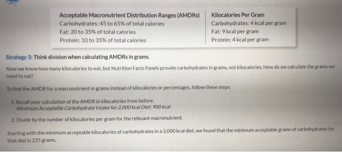 Solved Acceptable Macronutrient Distribution Ranges (AMDRs) | Chegg.com