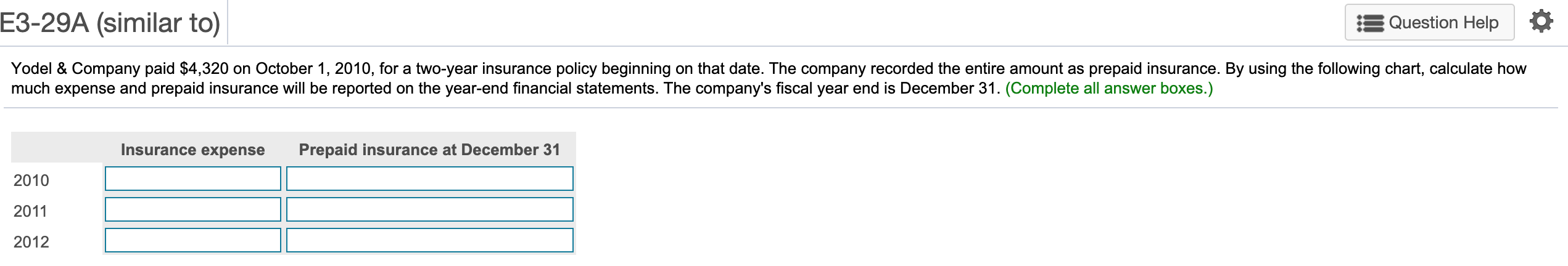 Solved E3-29A (similar to) Question Help Yodel & Company | Chegg.com