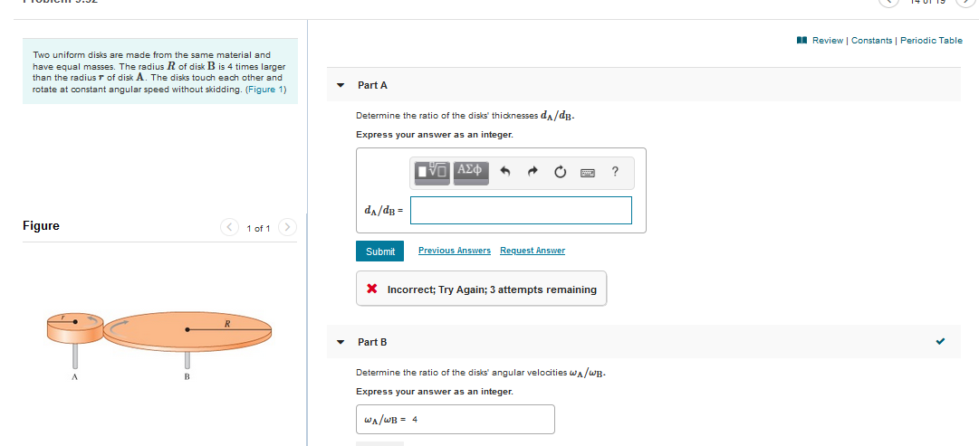 Solved A Review Constants Periodic Table Two uniform disks | Chegg.com