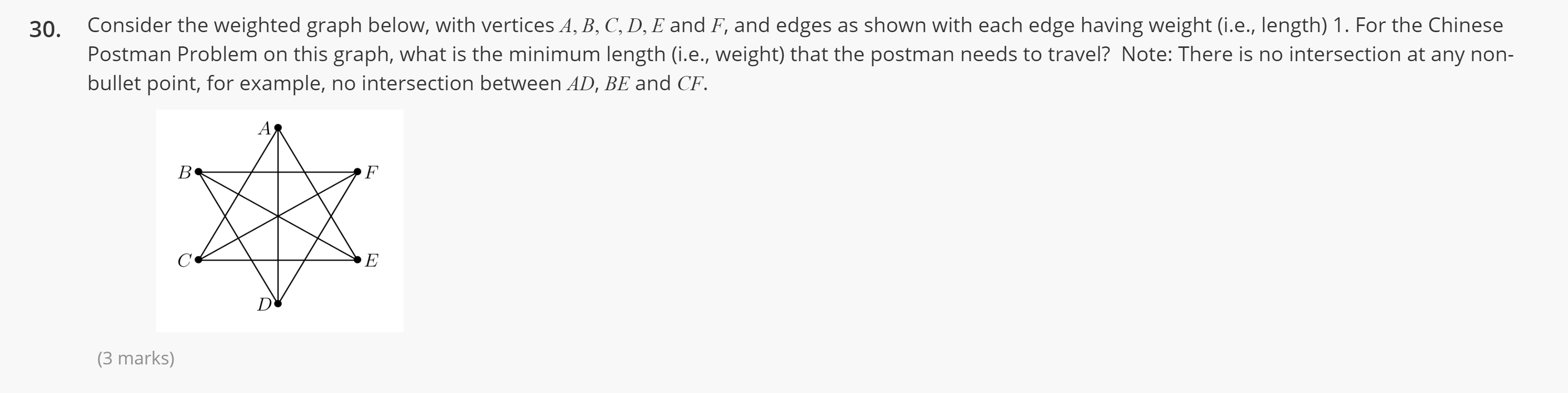 Solved 30. Consider the weighted graph below, with vertices | Chegg.com