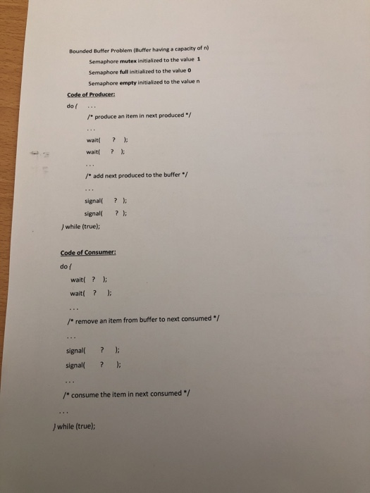 Solved Bounded Buffer Problem (Buffer having a capacity of n | Chegg.com