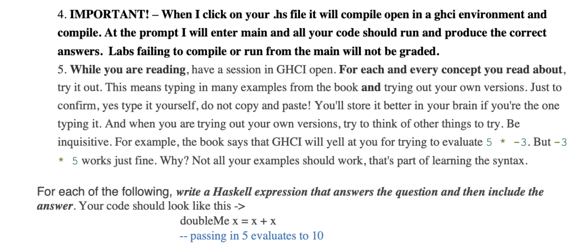 Solved CS360 Lab one Programming Languages: Haskell Learn | Chegg.com