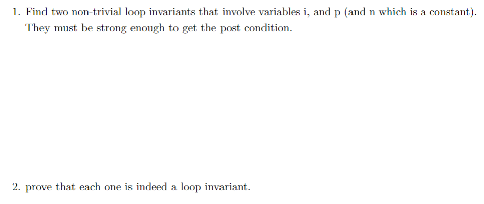 Solved Question 2 - Post condition Consider the following | Chegg.com
