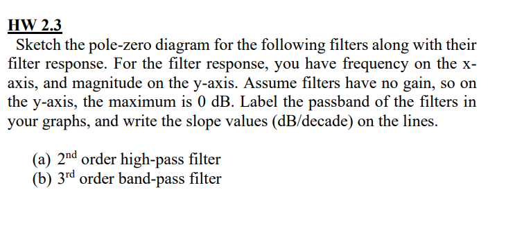 Solved Hw 2 3 Sketch The Pole Zero Diagram For The Following
