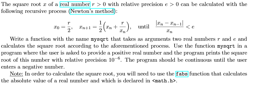 Solved The Square Root X Of A Real Numberr0 With Relative 