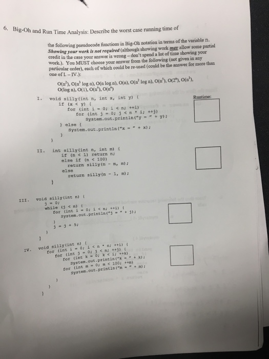 Solved Big-Oh and Run Time Analysis: Describe the worst case | Chegg.com