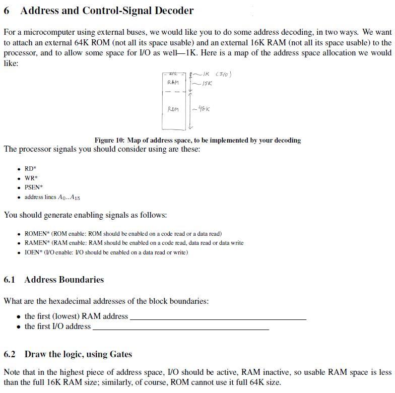 Solved 6 Address and Control-Signal Decoder For a | Chegg.com