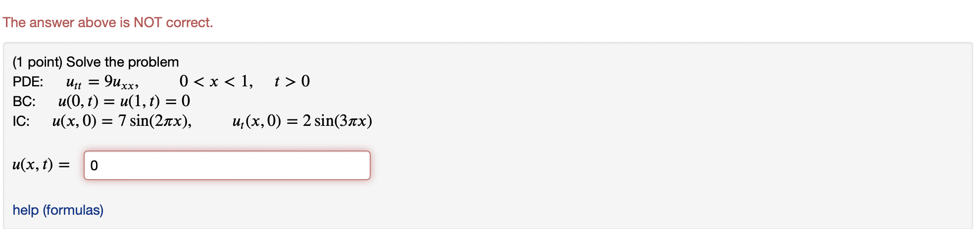 Solved The answer above is NOT correct. (1 point) Solve the | Chegg.com