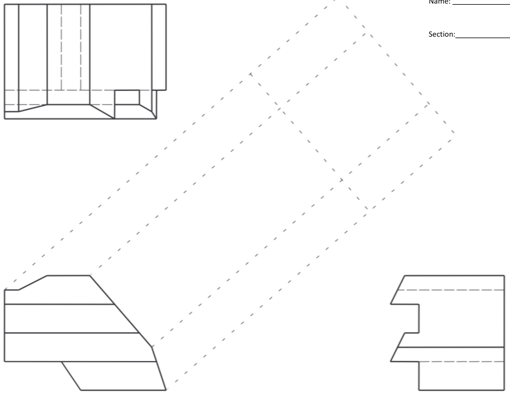 Solved Create the auxiliary view for the engineering drawing | Chegg.com