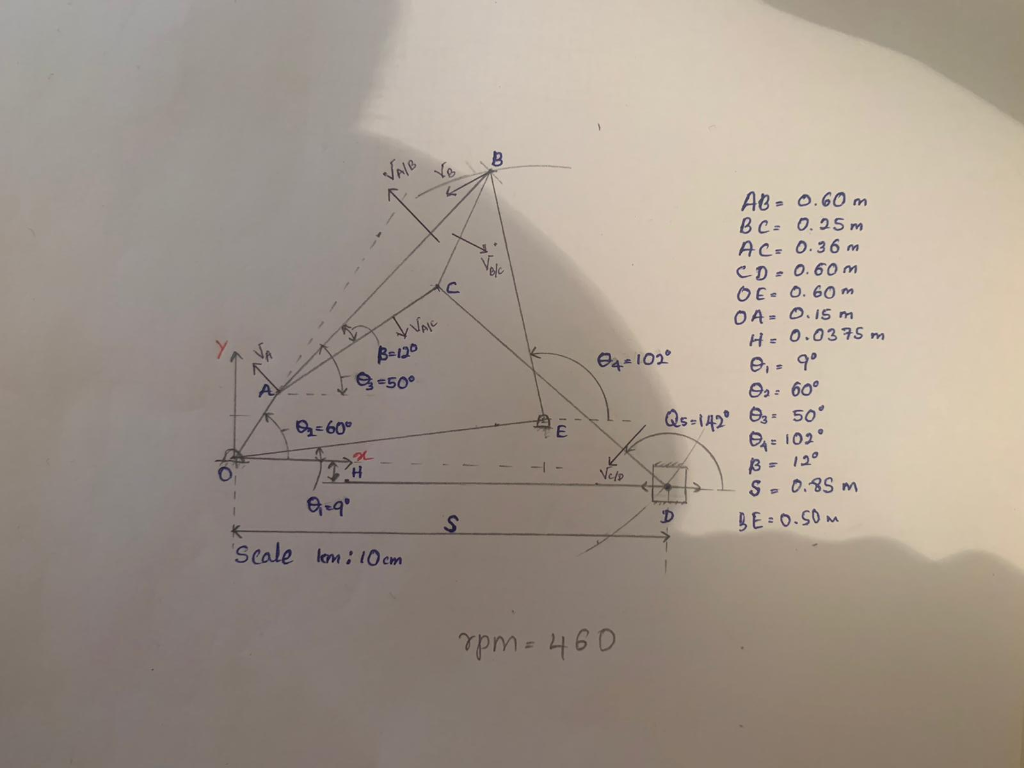 For the six-bar linkage mechanism shown below: O, co | Chegg.com