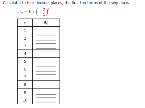 Solved Calculate, to four decimal places, the first ten | Chegg.com