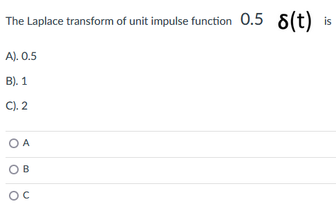 Solved The Laplace transform of unit impulse function | Chegg.com
