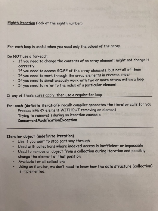 Solved For-each loop vs. Iterator Handout Example of a | Chegg.com
