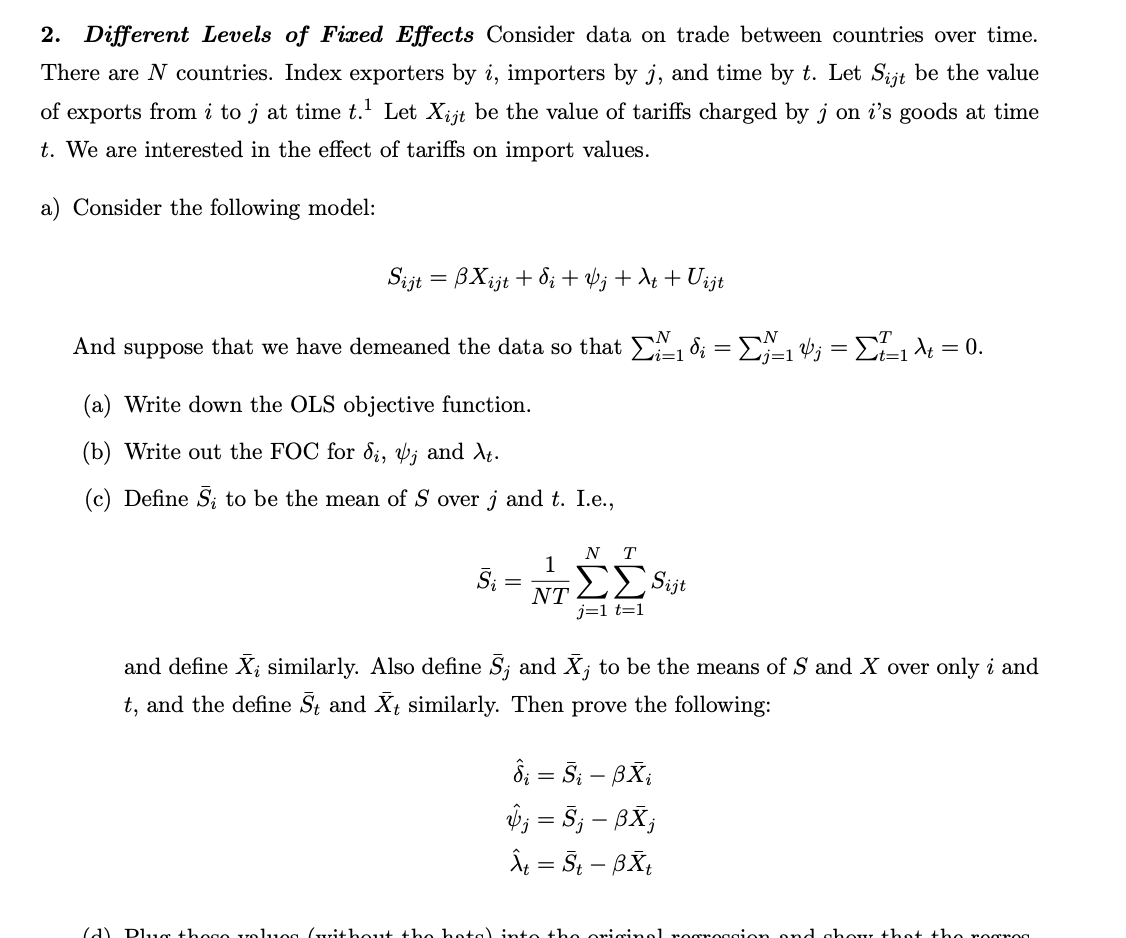 Solved 2. Different Levels of Fixed Effects Consider data on | Chegg.com