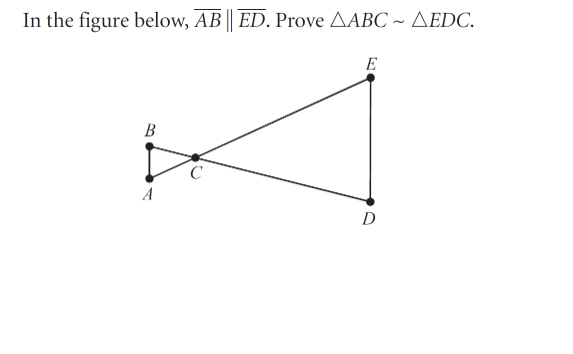 Solved In the figure below, AB || ED. Prove AABC ~ AEDC. E B | Chegg.com