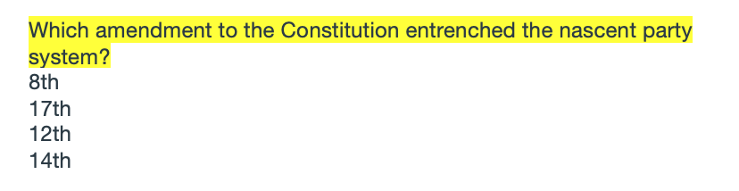 Solved Which amendment to the Constitution entrenched the | Chegg.com