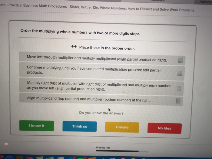 Solved Order the multiplying whole numbers with two or more | Chegg.com