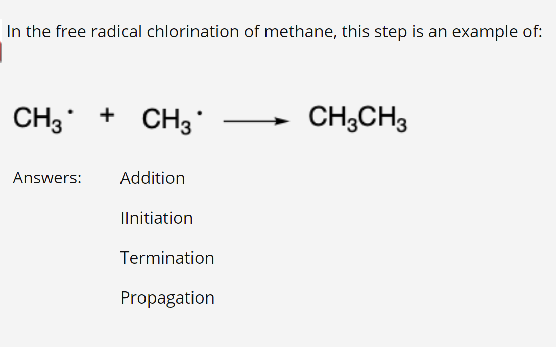 Solved In the free radical chlorination of methane, this | Chegg.com