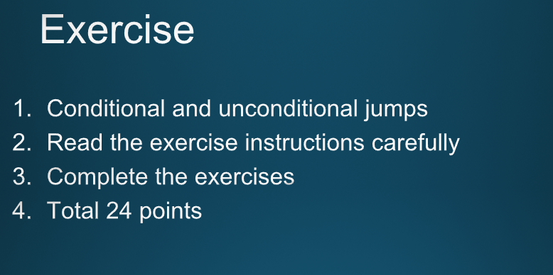 Exercise 1. Conditional and unconditional jumps 2. | Chegg.com