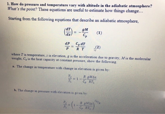 Solved How do pressure and temperature vary with altitude in | Chegg.com
