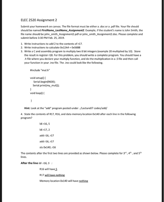 ELEC 2520 Assignment 2 Submit your homework on | Chegg.com