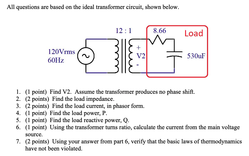 Solved All questions are based on the ideal transformer | Chegg.com