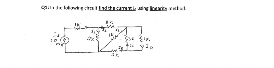 Solved Q1: In the following circuit find the current lo | Chegg.com