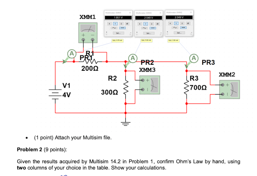 Solved Problem 1 (9.5 points): Use Multisim 14.2 to | Chegg.com