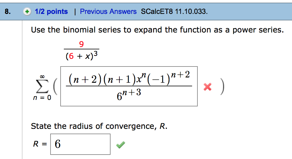 Solved 8. 1/2 points | Previous Answers SCalcET8 11.10.033. | Chegg.com
