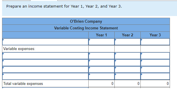 Solved Prepare an income statement for Year 1, Year 2, and | Chegg.com