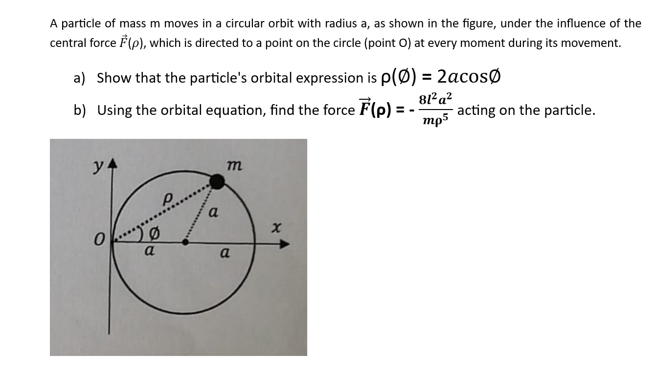 Solved A particle of mass m ﻿moves in a circular orbit with | Chegg.com